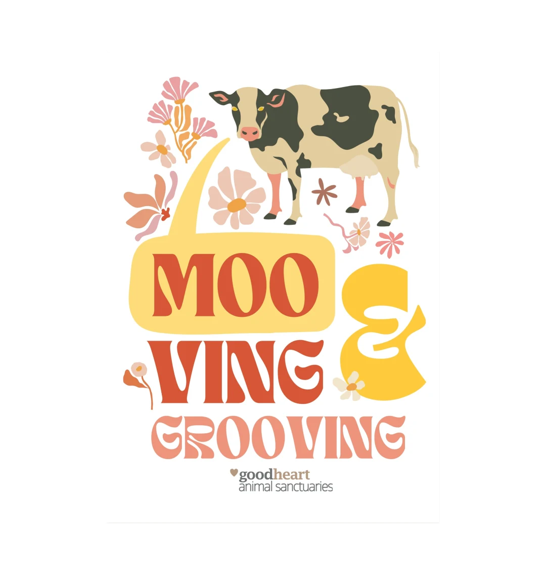 Moo-ving & Grooving A3 Art Print – Goodheart Animal Sanctuaries